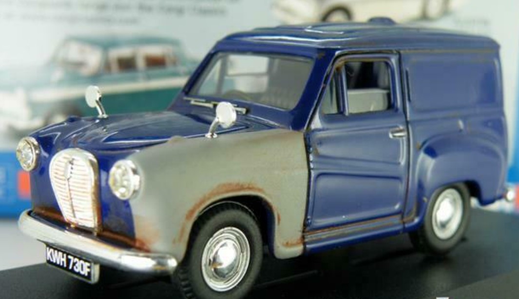 Sammler-Modell :: Auto :: Austin A35 Van blau met. Vintage Rust 1/43